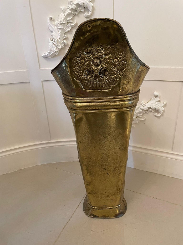 Large Antique Edwardian Ornate Brass Stick Stand at 1stDibs