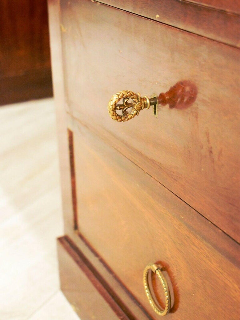 Large Antique Empire Style Calamander Wood Desk Leather Insert Top at ...