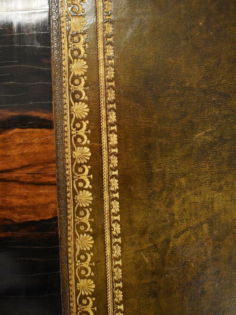 Large Antique Empire Style Calamander Wood Desk Leather Insert Top at ...