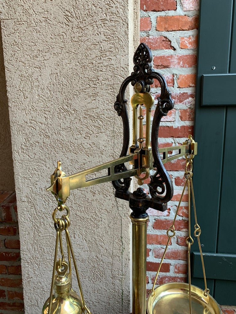 Large Antique English Brass Merchant Scale Farmhouse Market Table Cast ...