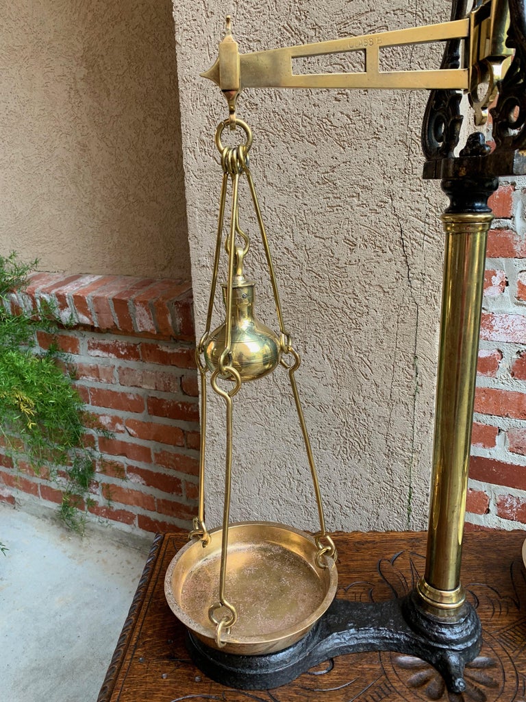 Large Antique English Brass Merchant Scale Farmhouse Market Table Cast ...