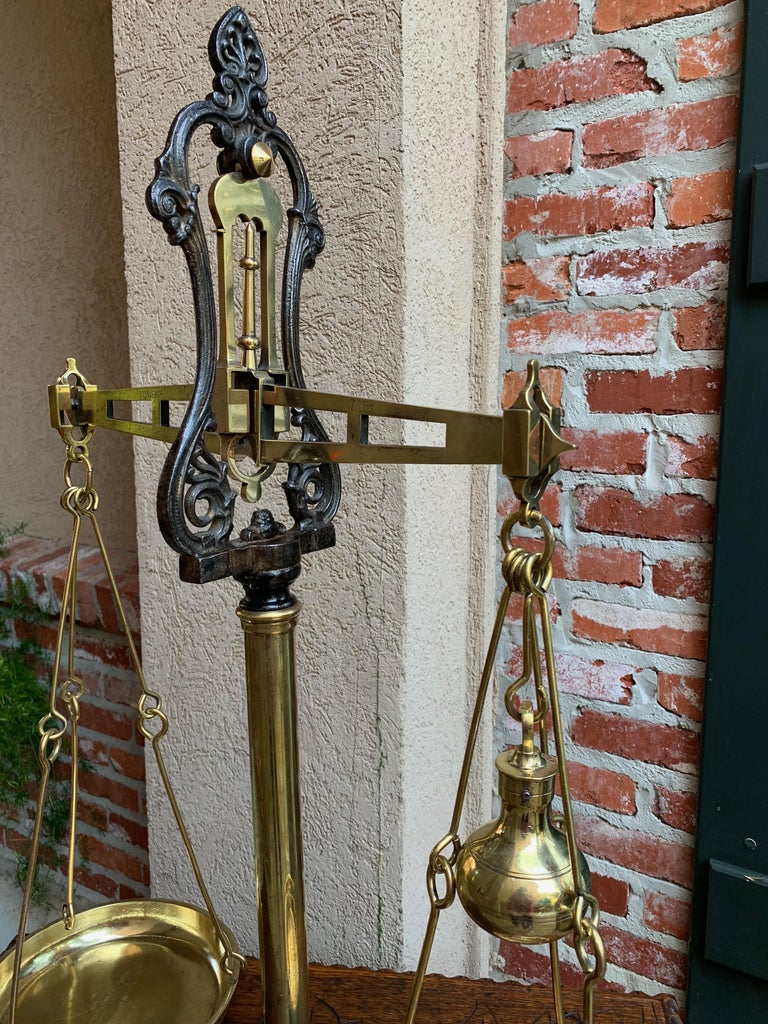 Large Antique English Brass Merchant Scale Farmhouse Market Table Cast ...