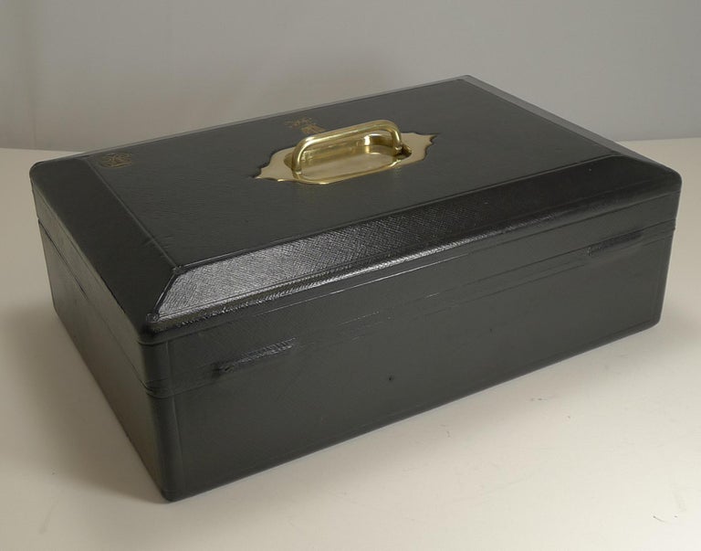 Large Antique English Morocco Leather Despatch / Dispatch Box by ...