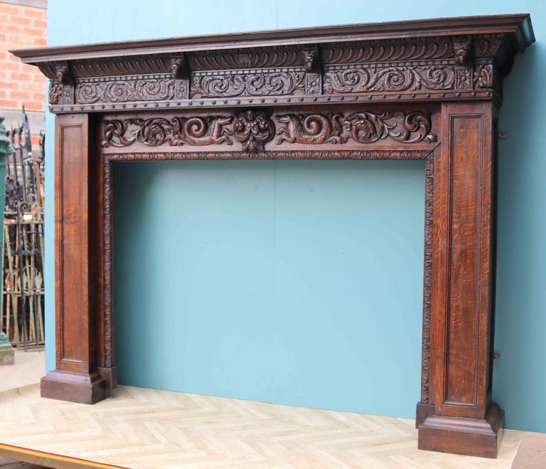 Large Antique English Oak Fire Surround at 1stDibs