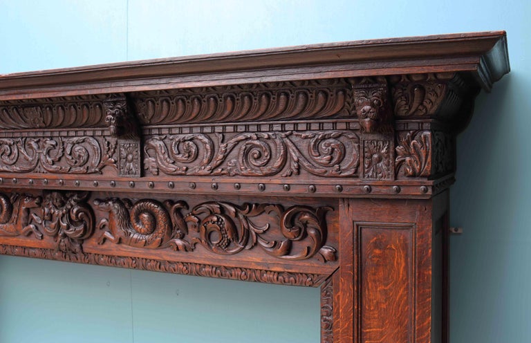 Large Antique English Oak Fire Surround at 1stDibs