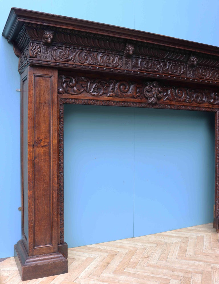 Large Antique English Oak Fire Surround at 1stDibs