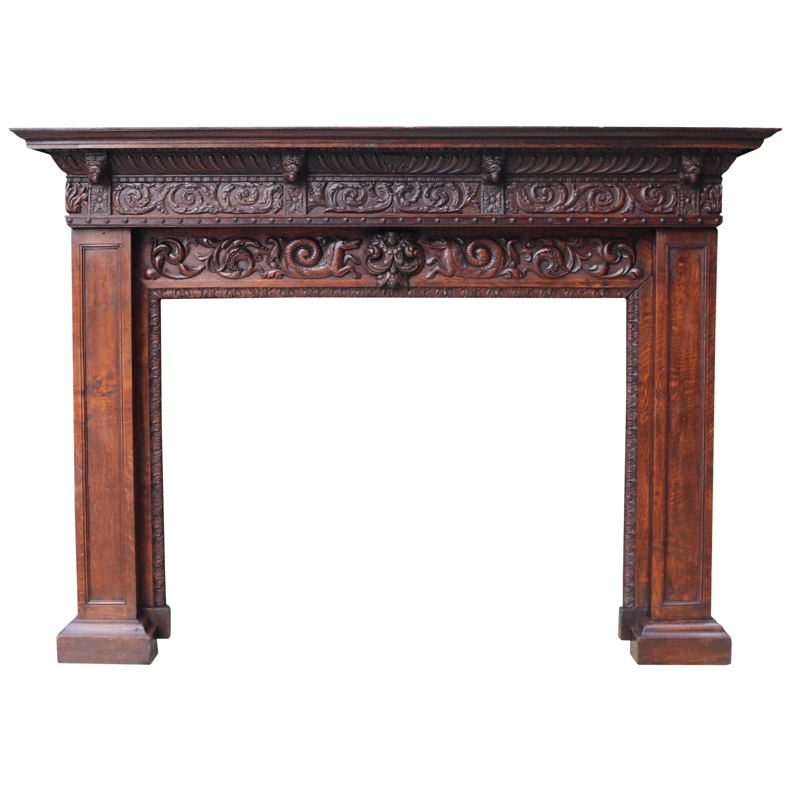Large Antique English Oak Fire Surround at 1stDibs