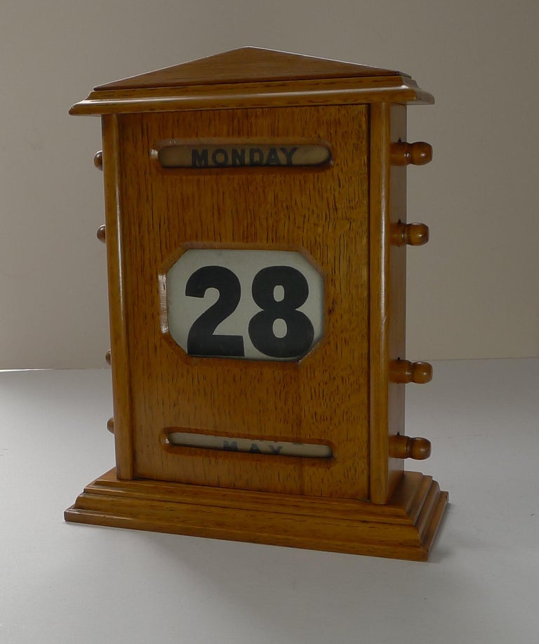 Large Antique English Oak Perpetual Desk Calendar, c.1920 For Sale at ...