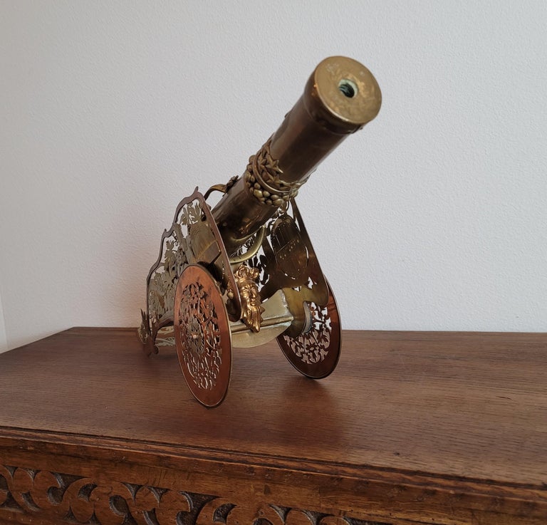 Large Antique English Trench Art Table Cannon For Sale at 1stDibs
