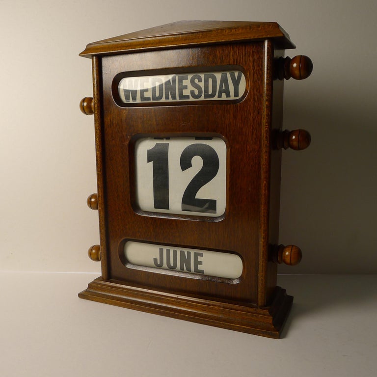 Large Antique English Wooden Perpetual Desk Calendar c.1900 For Sale at ...