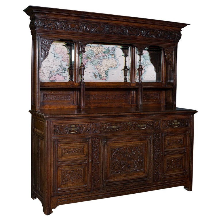 Large Antique Estate Hunt Cabinet, English, Oak, Devonshire Sideboard ...