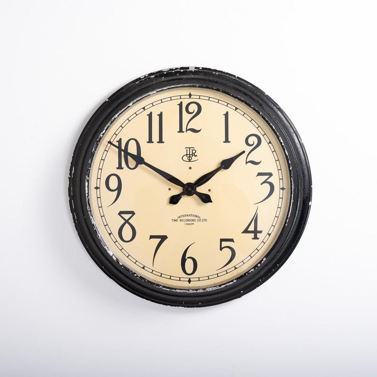 Large Antique Factory Clock by International Time Recording Co Ltd at ...
