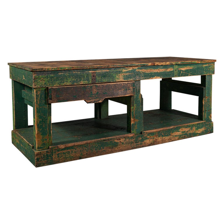 Large Antique Factory Work Table, English, Pine, Industrial, Mill ...
