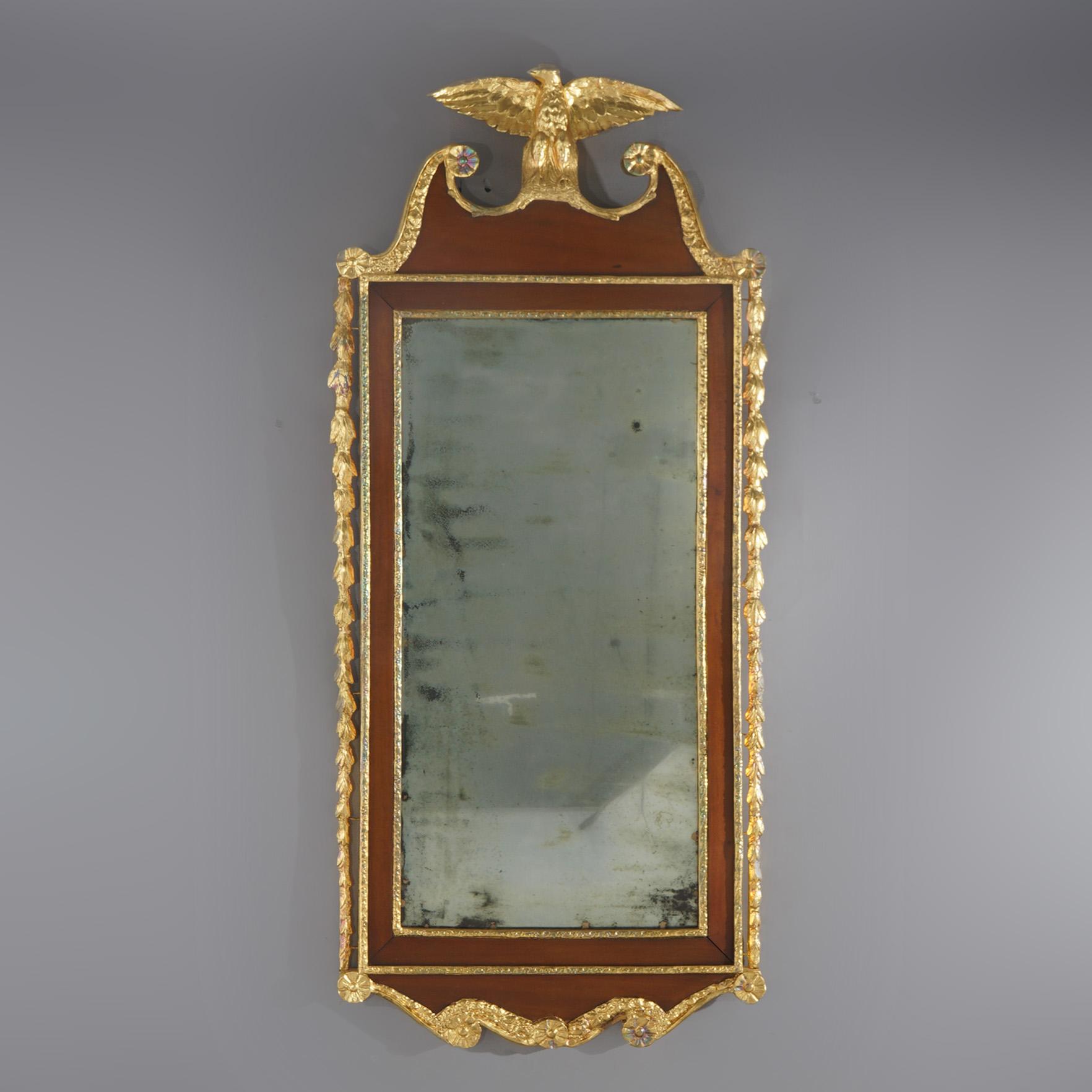 Large Antique Federal Parcel Gilt Mahogany Wall Mirror with Eagle Crest ...