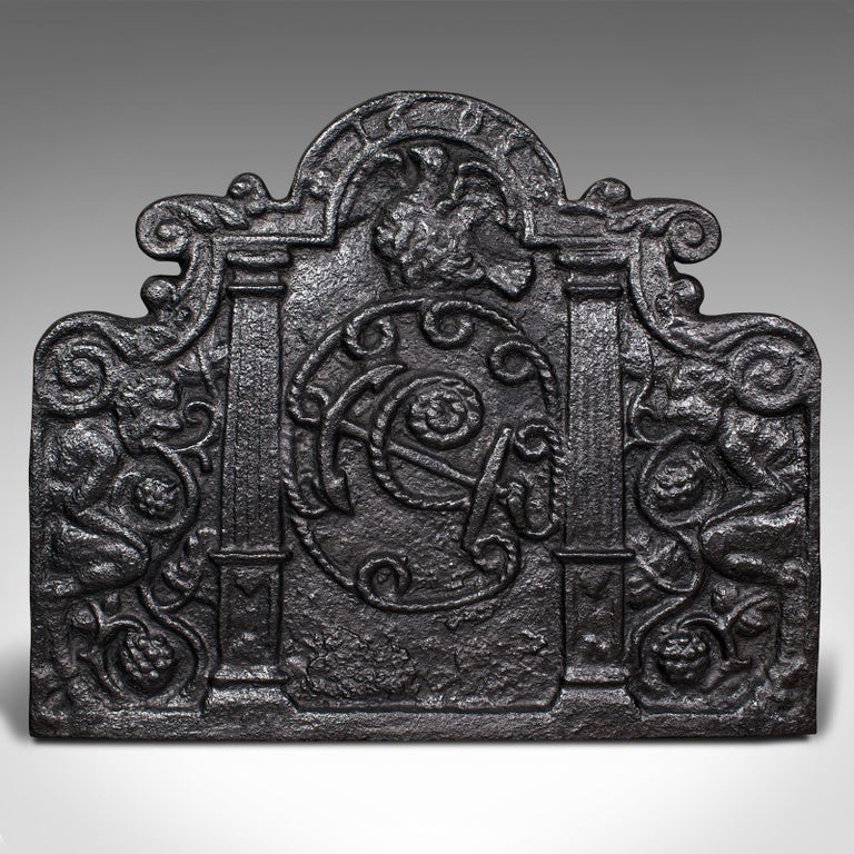 Large Antique Fire Back, English, Decorative, Fireplace, Maritime ...