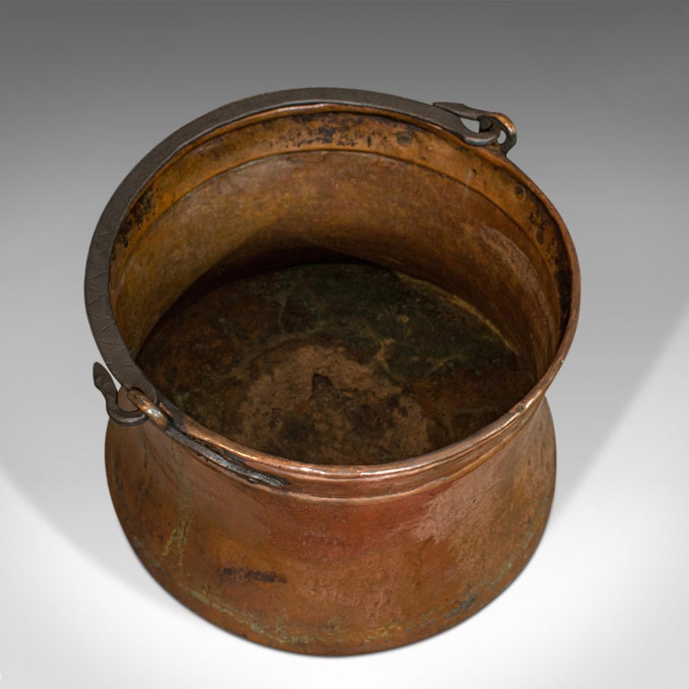 Large, Antique Fire Bucket, English, Copper, Fireside, Log, Cauldron ...