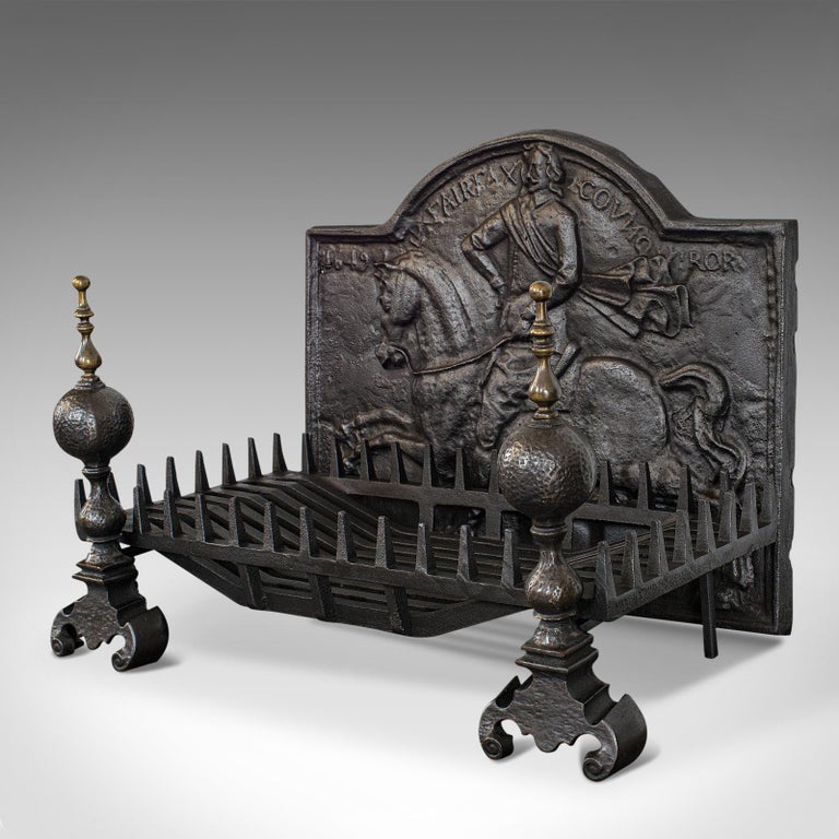 Large Antique Fireplace Set, Fireside, Lord Fairfax, Grate, Andirons ...