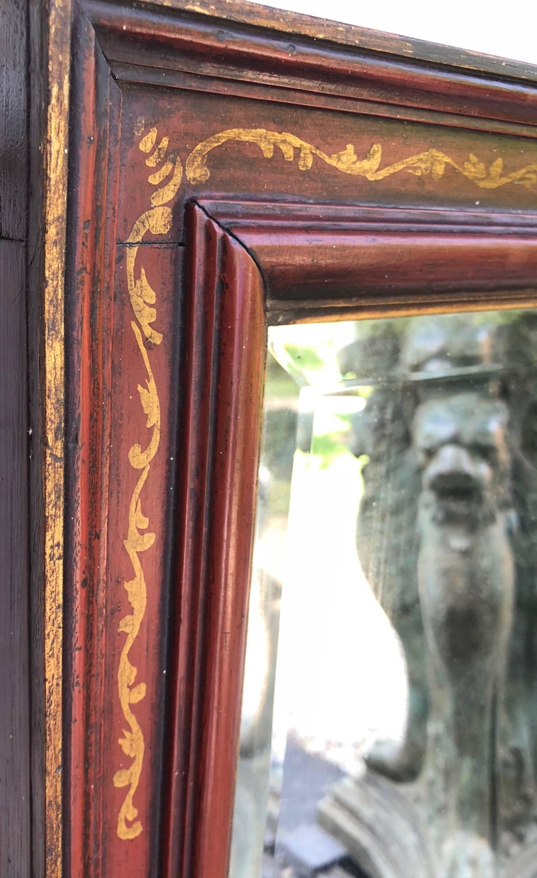 Large Antique Floor Mirror with Bevelled Mirror Glass For Sale at 1stDibs