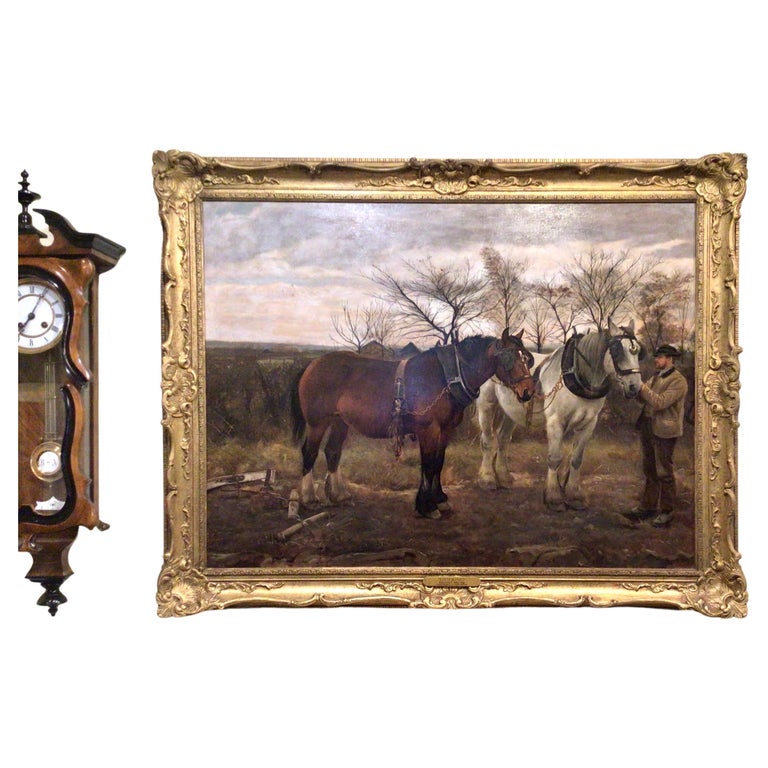 Large Antique Framed Oil Painting by W E Millner 1887 For Sale at 1stDibs