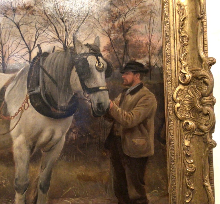Large Antique Framed Oil Painting by W E Millner 1887 For Sale at 1stDibs