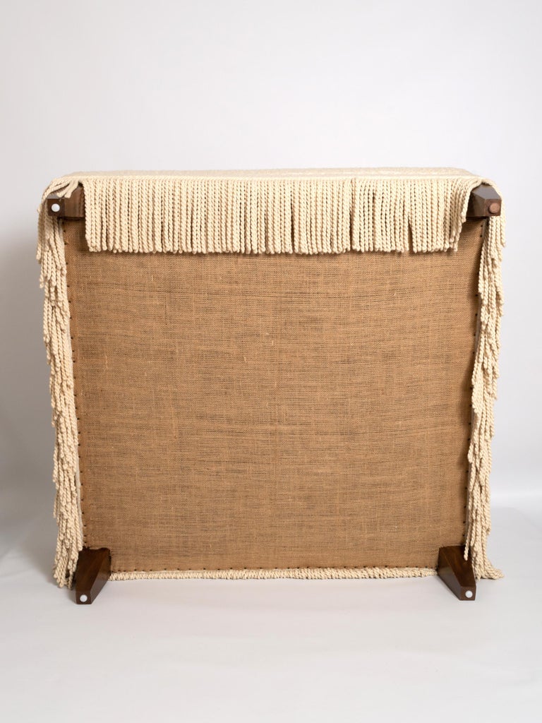 Large Antique French Art Deco Pillow Top Fringed Ottoman Pouffe, circa ...