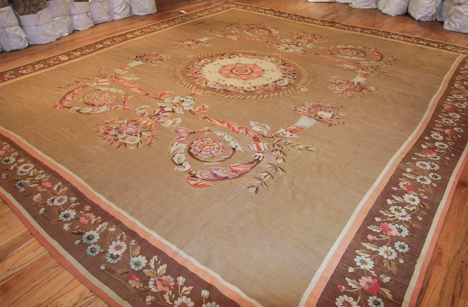 Nazmiyal Collection Antique French Aubusson Carpet. 15 ft 4 in x 16 ft ...