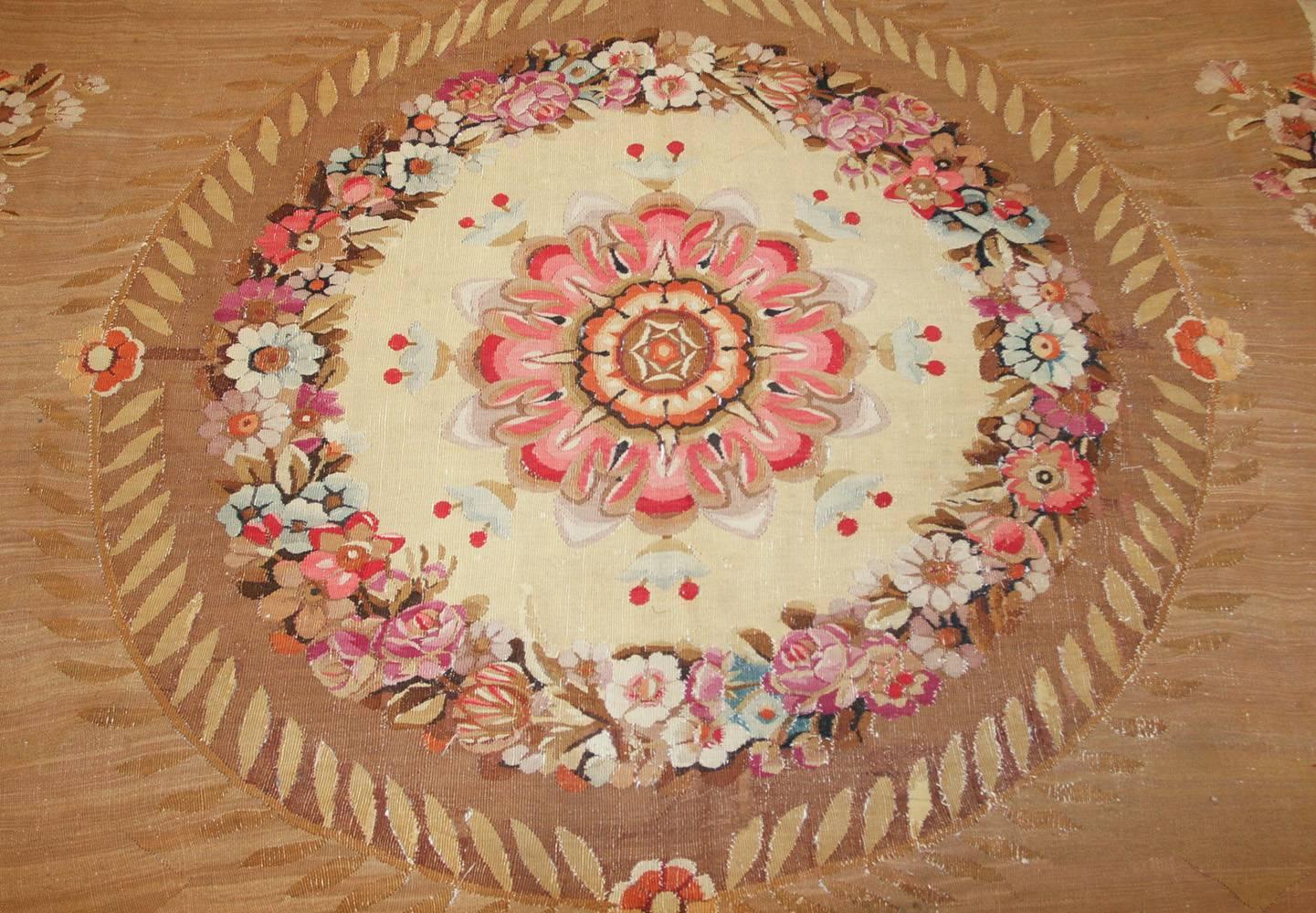 Nazmiyal Collection Antique French Aubusson Carpet. 15 ft 4 in x 16 ft ...