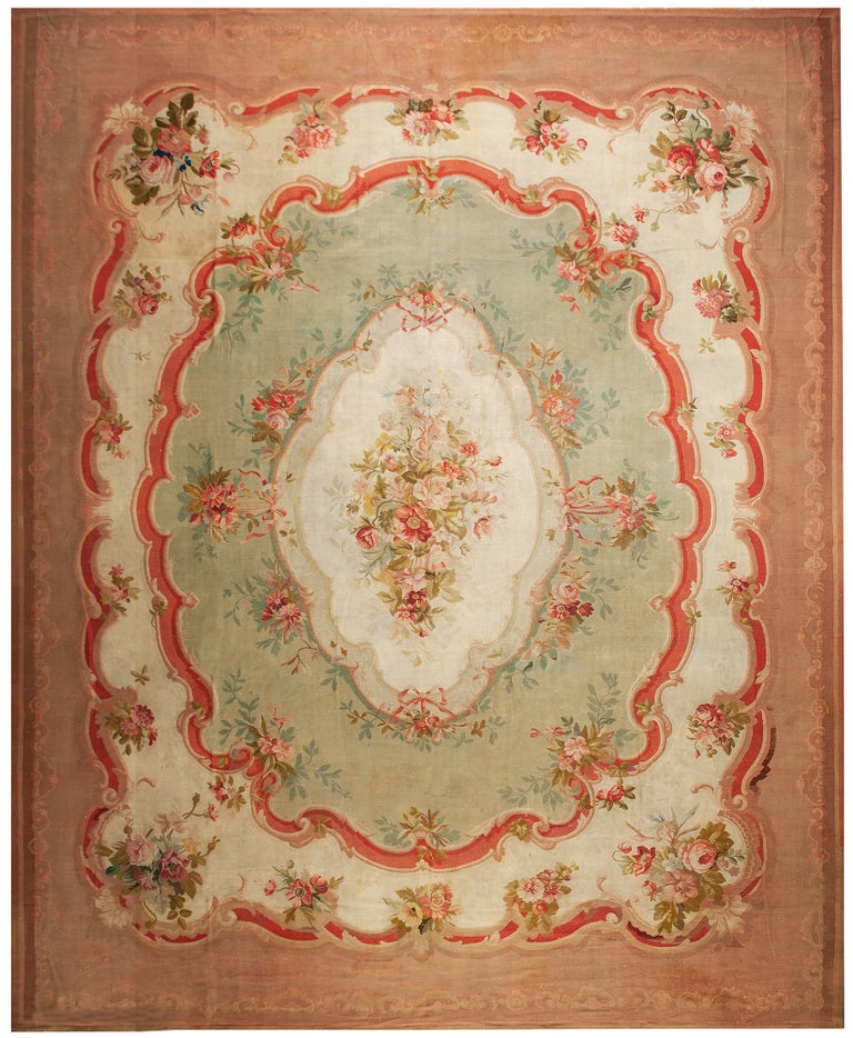 Large Antique French Aubusson Rug Handwoven Aubusson Napoleon III 1870 ...