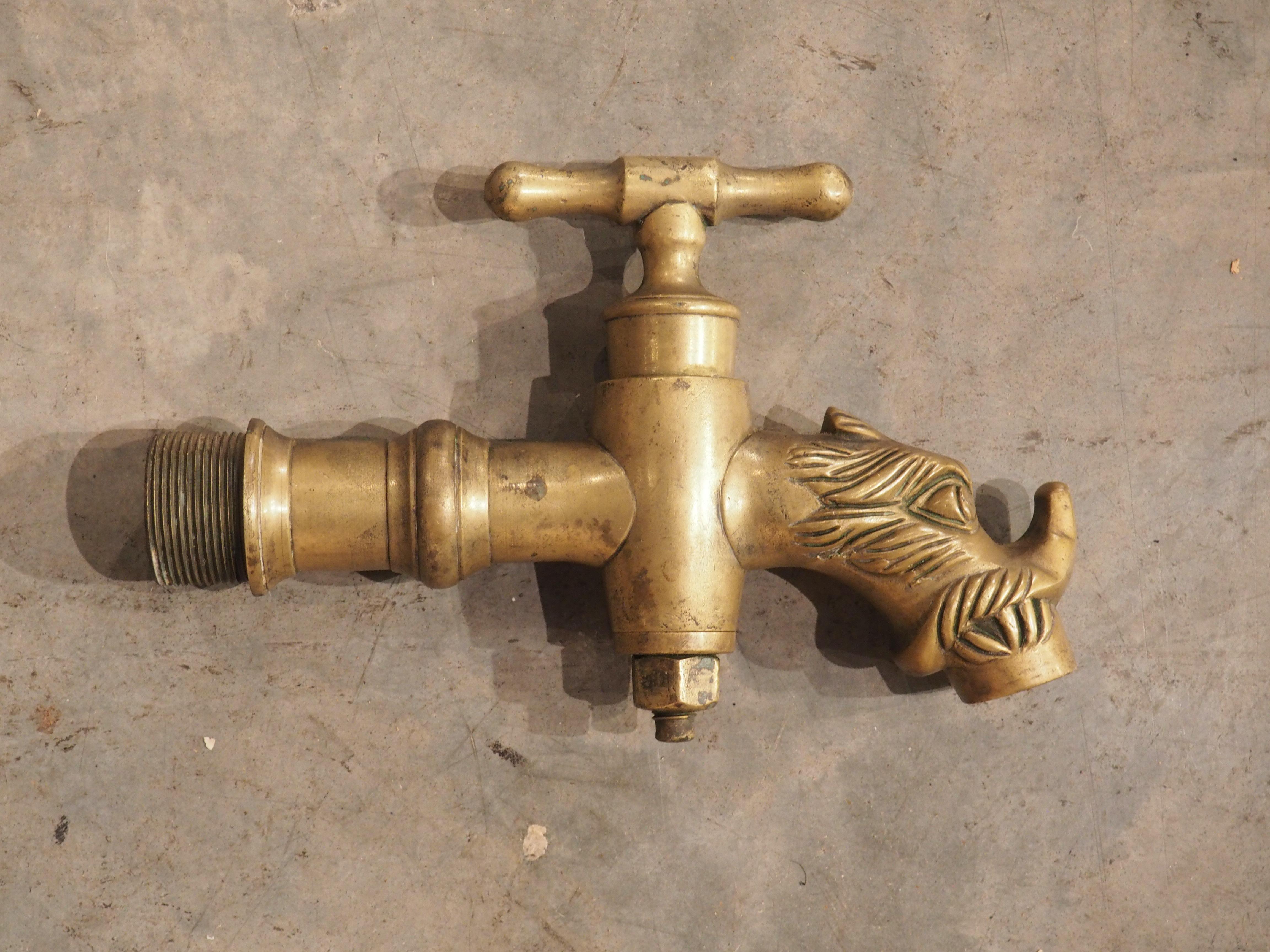 Large Antique French Bronze Wine Barrel Spout with Animal Motif, 19th ...