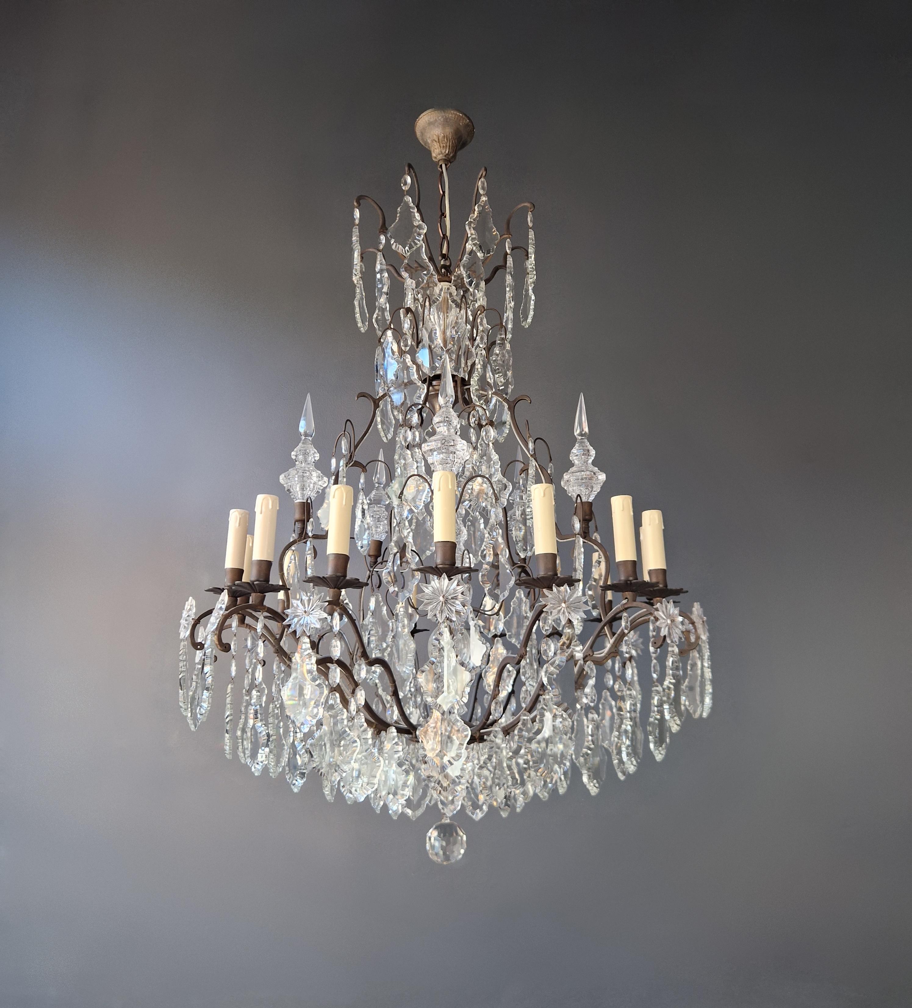 Large Antique French Crystal Chandelier Ceiling Lamp Lustre Art Nouveau ...