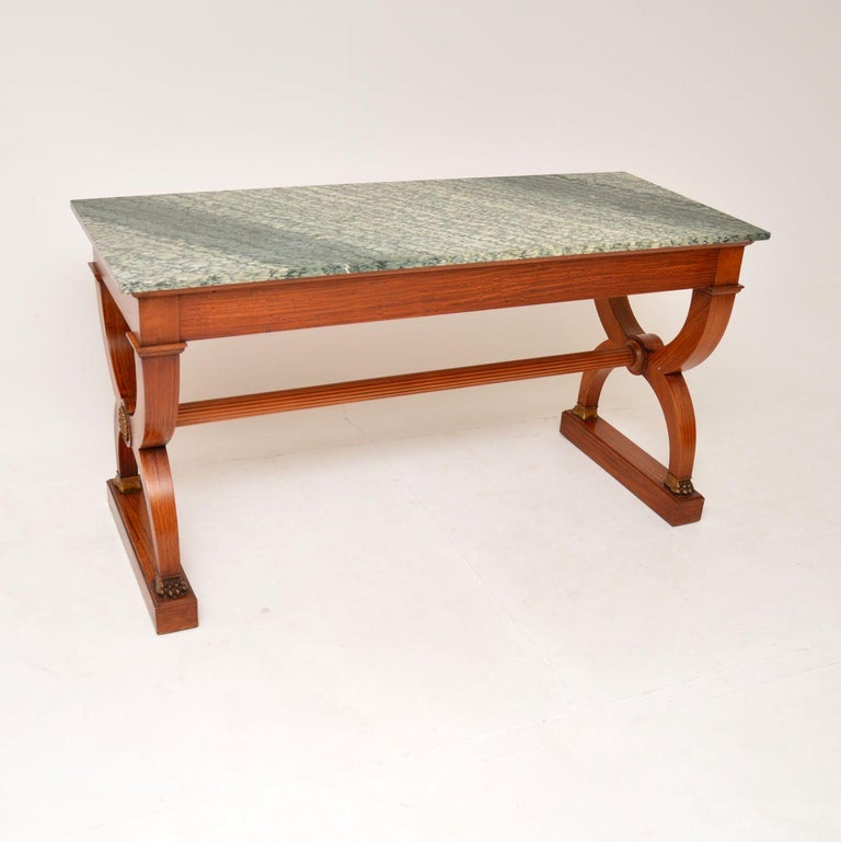 Large Antique French Empire Satin Wood Marble Top Console Table For ...