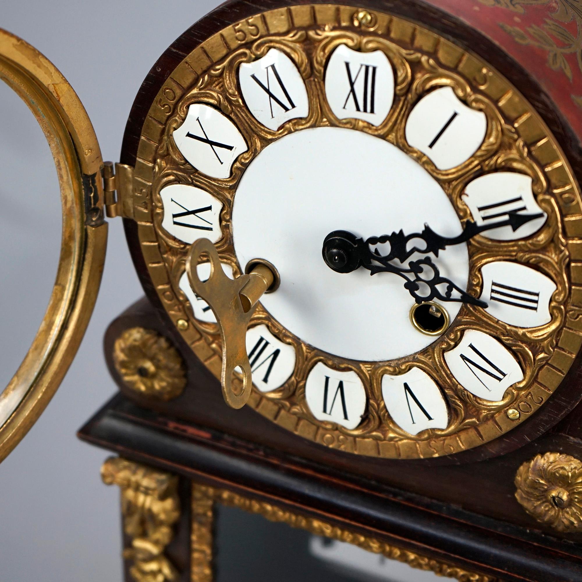 Large Antique French Empire Tortoise Boulle and Ormolu Mantle Clock ...