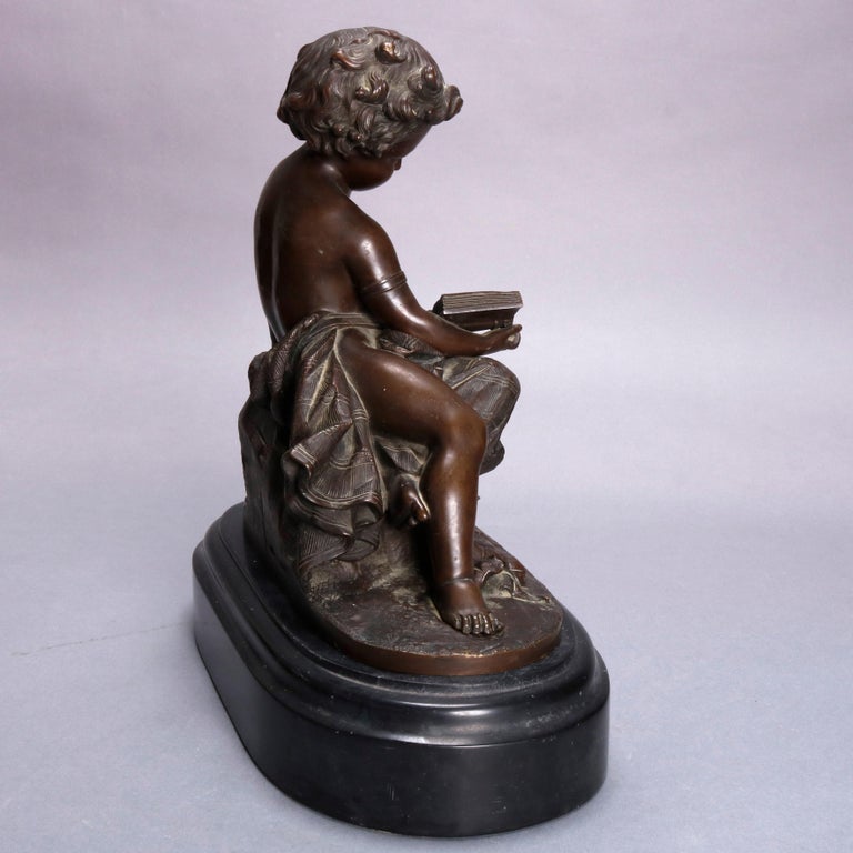 Large French Figural Classical Bronze Reading Cupid Sculpture, 19th ...