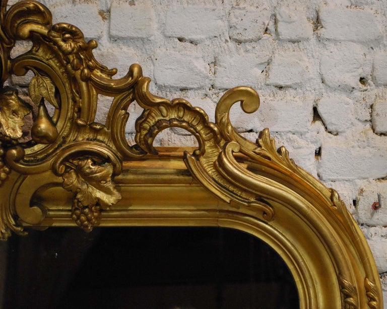 Large Antique French Gold Gilt Louis Philippe Mirror with Ornate Crest ...