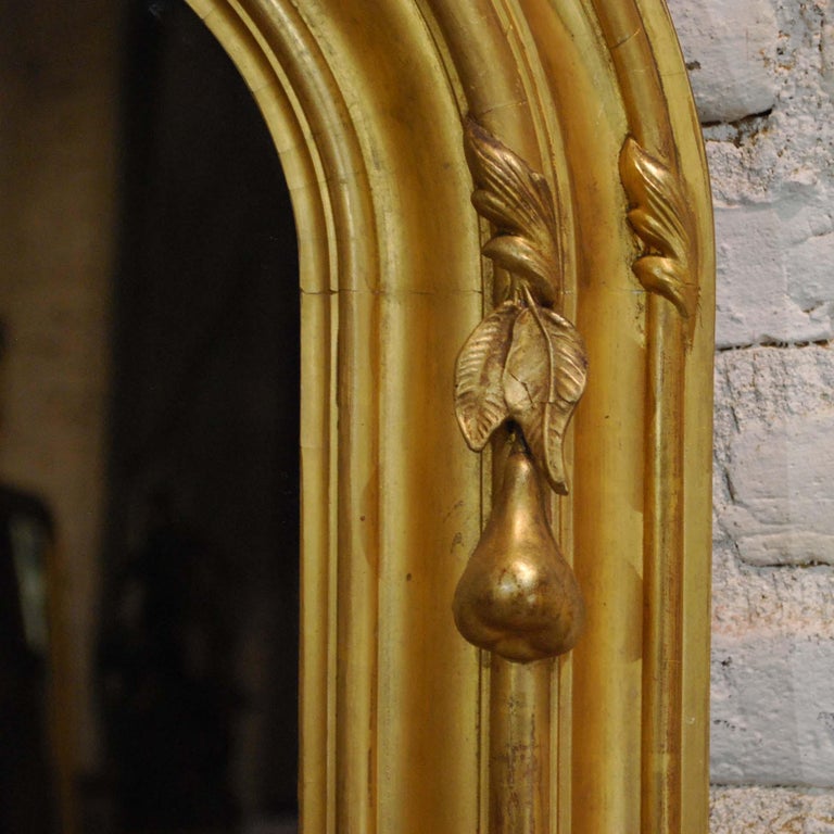 Large Antique French Gold Gilt Louis Philippe Mirror with Ornate Crest ...