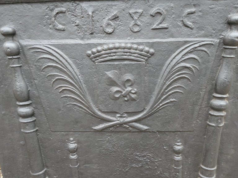 Large Antique French Louis XIV Coat of Arms Fireback, 17th Century For ...