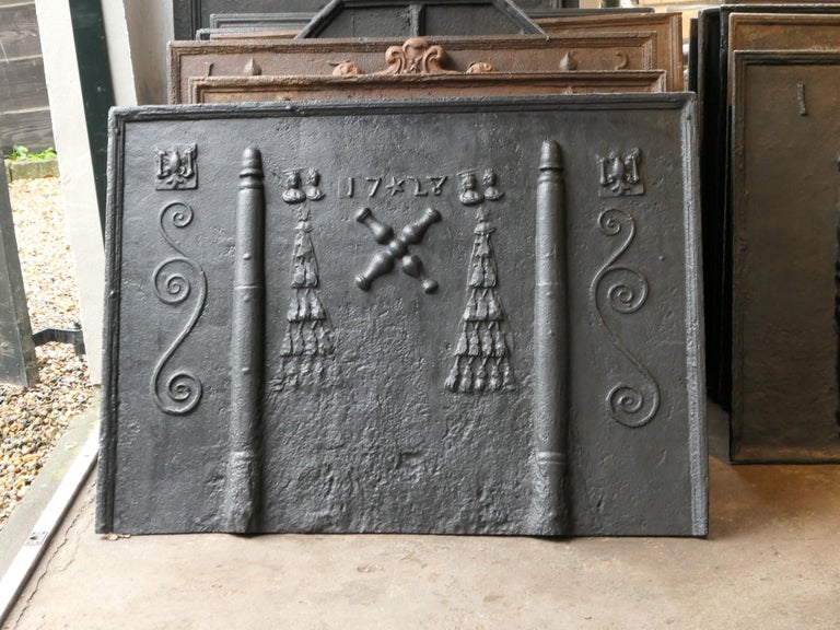 Large Antique French Louis XIV Coat of Arms Fireback, 18th Century For ...