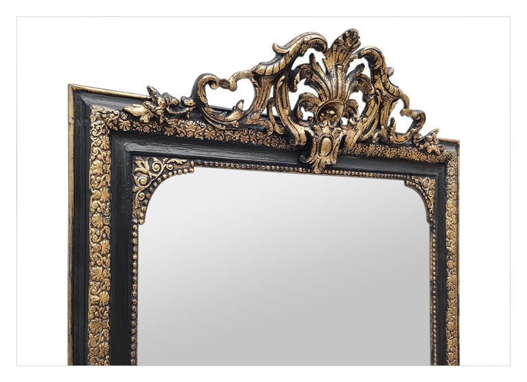 Large Antique French Mirror, Giltwood and Black Colors, circa 1860 For ...