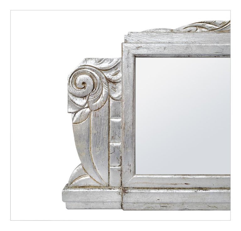 Large Antique French Mirror Silver Wood Art Deco Style, circa 1940 For ...