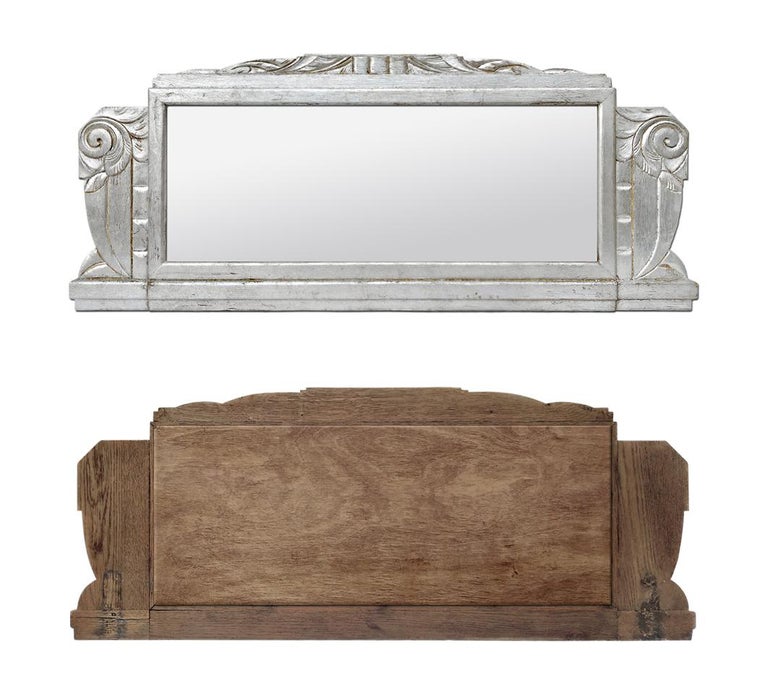 Large Antique French Mirror Silver Wood Art Deco Style, circa 1940 For ...