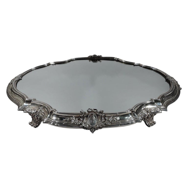 Large Antique French Rococo Revival Silver Centerpiece Plateau For Sale ...