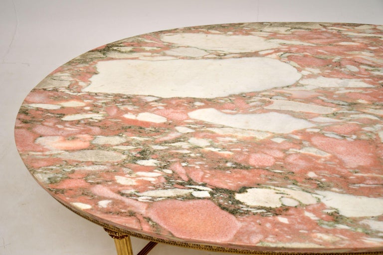 Large Antique French Style Brass and Marble Coffee Table at 1stDibs