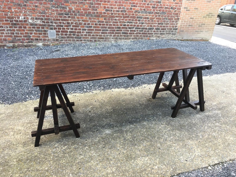 Large Antique French Trestle Table, circa 1930 at 1stDibs