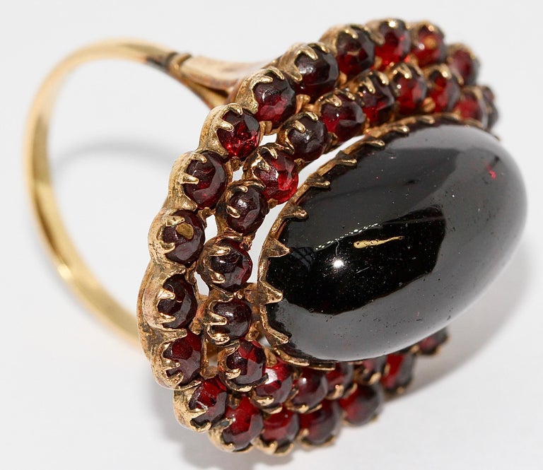 Large, Antique Garnet Ring, 14 Karat Gold, with Large Cabochon at ...