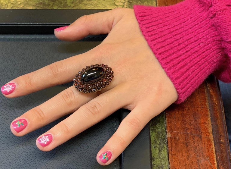 Large, Antique Garnet Ring, 14 Karat Gold, with Large Cabochon at ...