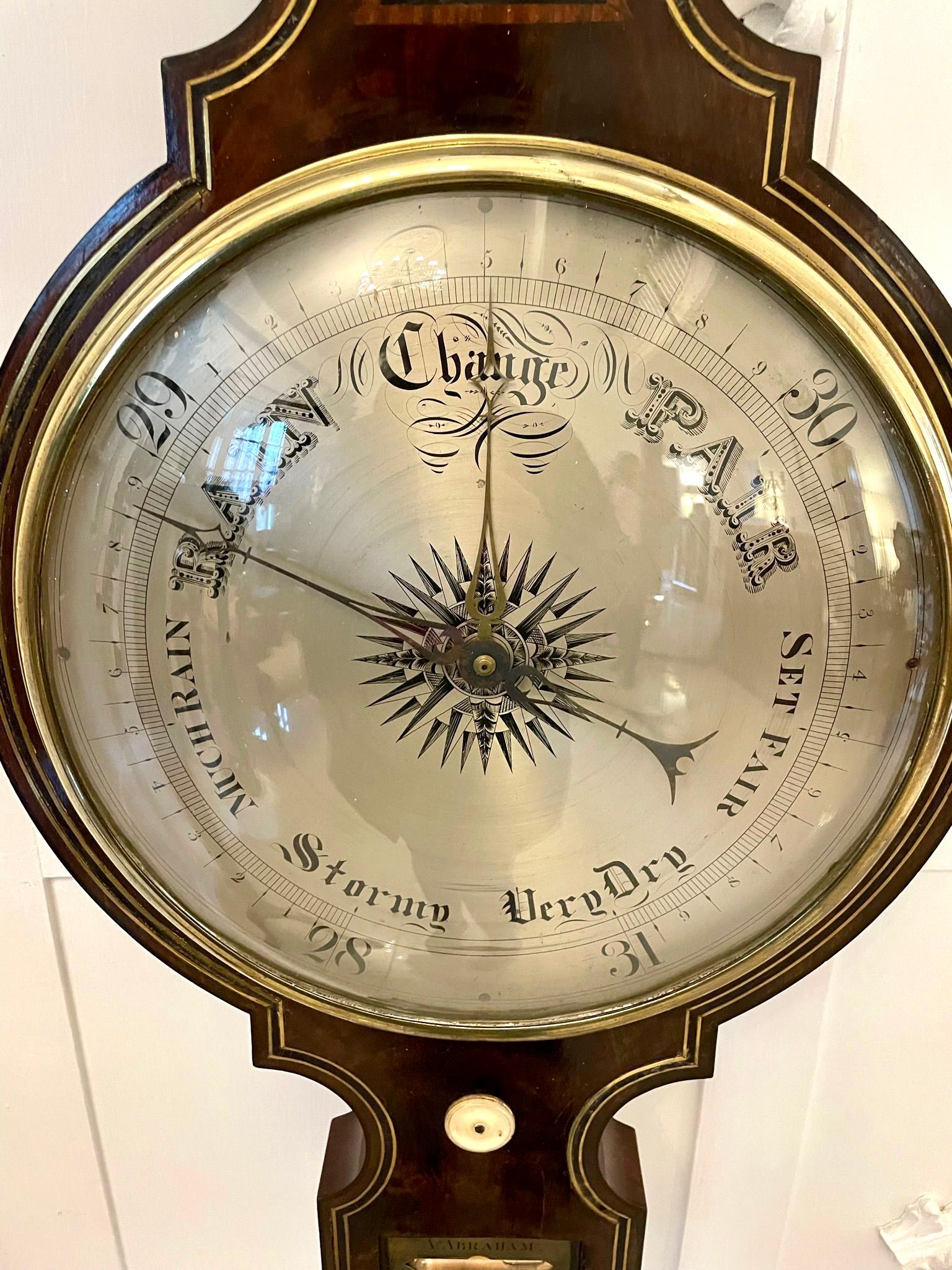 Large Antique George III Quality Brass Inlaid Mahogany Banjo Barometer ...