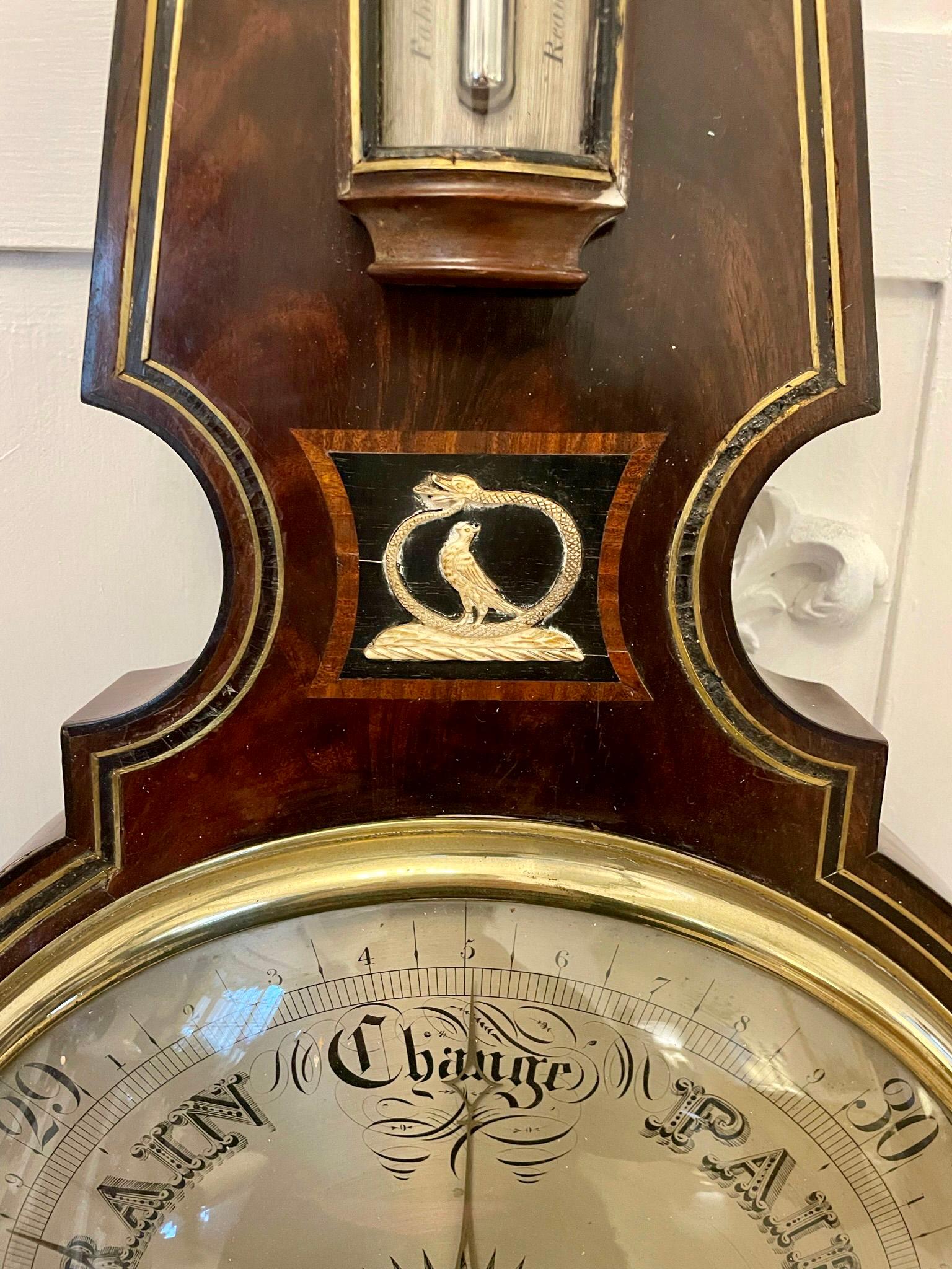Large Antique George III Quality Brass Inlaid Mahogany Banjo Barometer ...