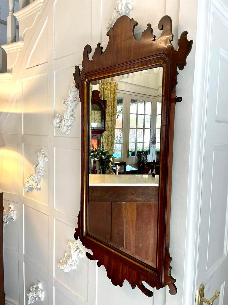 Large Antique George III Quality Walnut Wall Mirror For Sale at 1stDibs