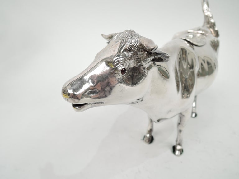 Large Antique German Silver Bountiful Bessie Cow Creamer For Sale at ...