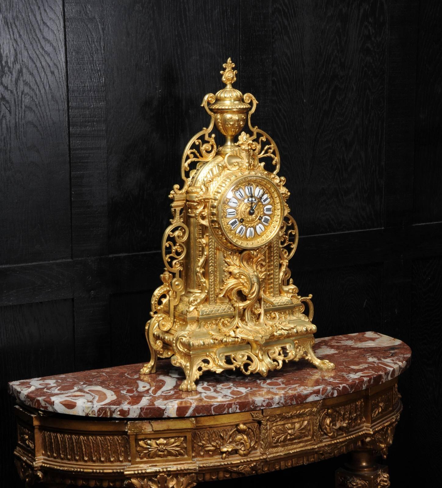 Large Antique Gilt Bronze Clock at 1stDibs
